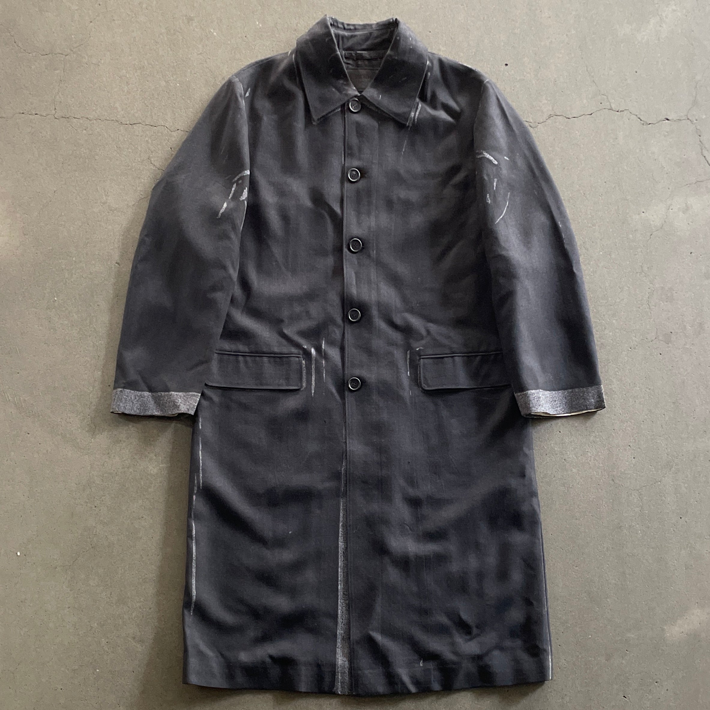 2018aw prada paint virgin wool long coat 48 – vexed_store